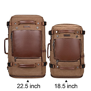 WITZMAN Travel Backpack for Men Women Carry on Luggage Backpack Canvas Rucksack Duffel bag with Shoe Compartment（A2020BROWN）