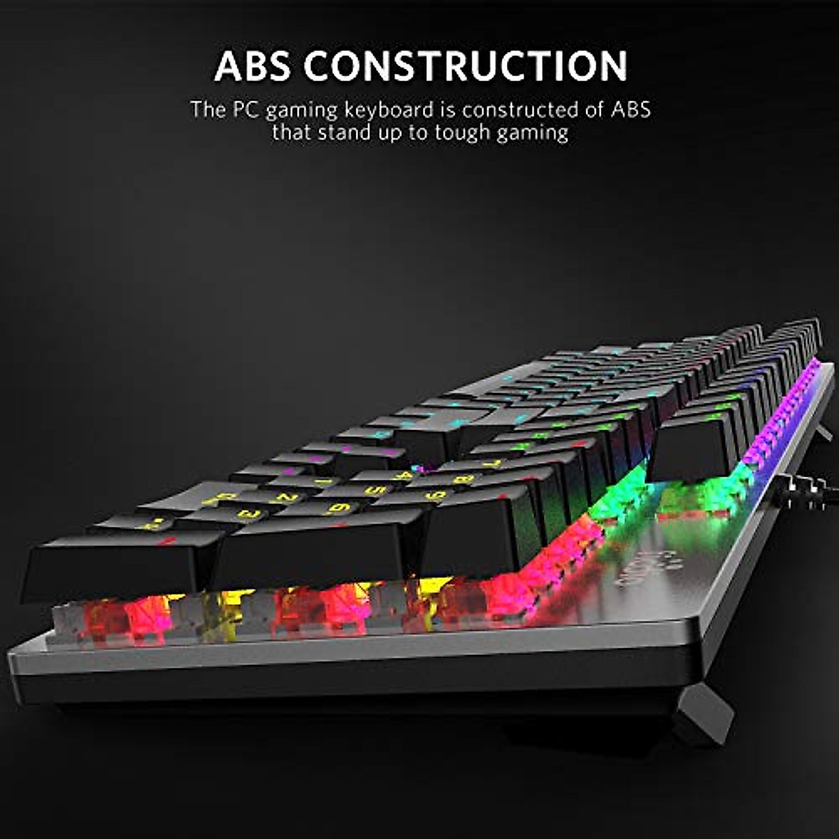Fiodio Mechanical Gaming Keyboard, Fantastic LED Rainbow Backlit Wired Keyboard, Full Anti-Ghosting Keys, with Quick-Response Blue Switches and Multimedia Control for PC and Desktop Computer