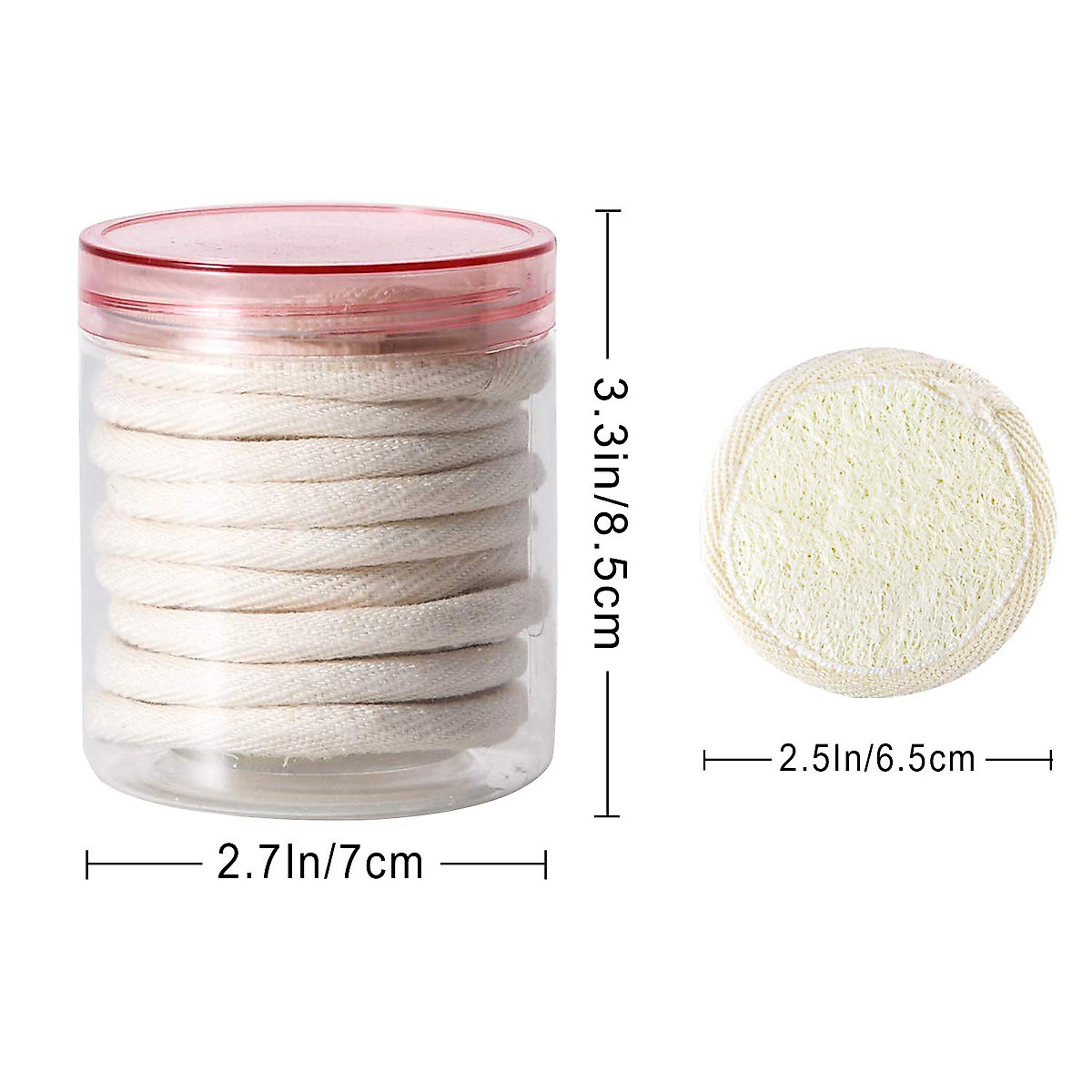 10 Packs Exfoliating Loofah Sponge Loofa Pads,Loofah Face Brush Cleanser and Massager,100% Natural Eco Loofah for Man Women Facial Cleansing Body Wash and Bath Scrubber