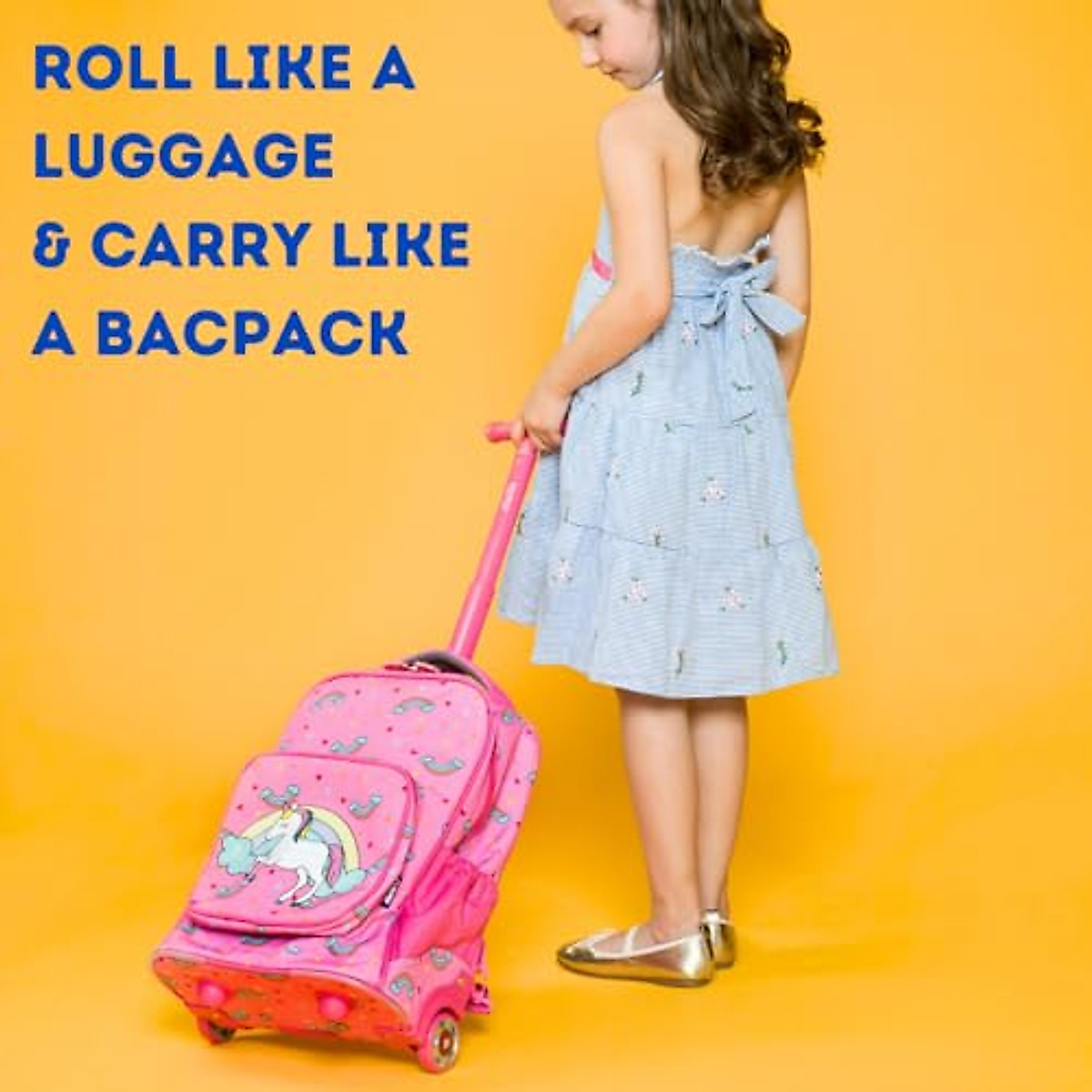 J World New York Kids' Sparkle Rolling Backpack, Unicorn, One Size