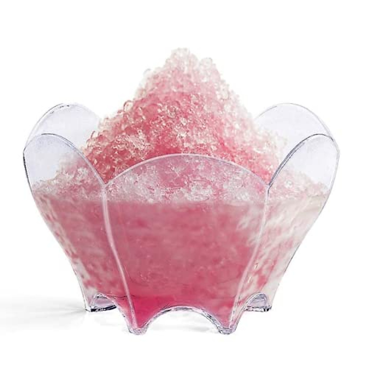 QXcom 60 Pieces 3 Oz 90ml Clear Plastic Ice Cream Petal Dessert Bowls Disposable Flower Shape Dessert Cake Snack Bowl Cups Sundae Dessert Bowls Salad Appetizer Serving Bowl Party Favor Wedding Bowl