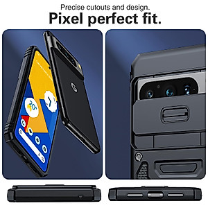 ANTSHARE for Google Pixel 8 Pro Case, [16 FT Military Grade Drop Protection], Slide Cover [Camera Protection] Heavy Duty Shockproof Phone Case for Pixel 8 Pro,Black