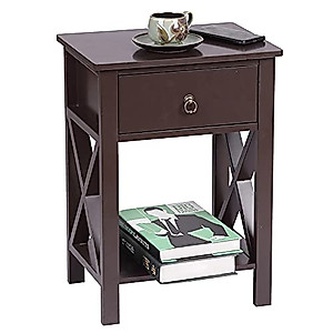 MJWDP Three Colors 40x30x55cm Side Intersection Style Bedside Table Coffee Table Nightstand with Two-Layer Drawer (Color : D)