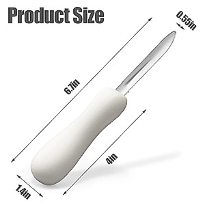 Tiomues Oyster Shucking Knife, with Extra-Long Non-Slip Handle, Professional Oyster Shucker, Seafood Tools Two-Piece Set (Star Black and Pearl White)