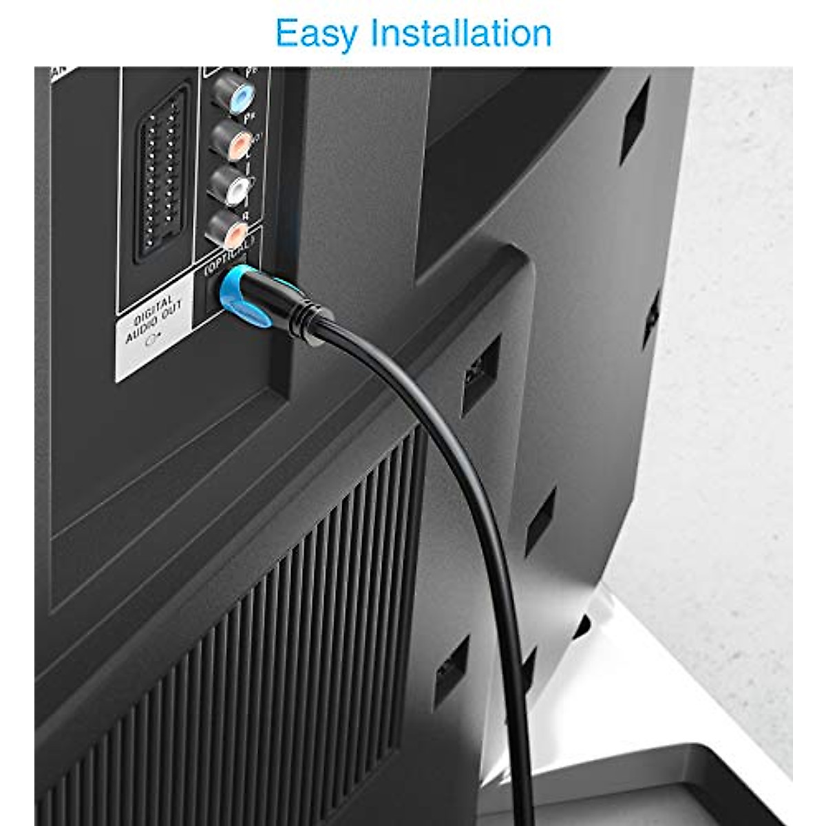 BlueRigger Digital Optical Audio Toslink Cable (25FT, Fiber Optic Cord, in-Wall CL3 Rated, 24K Gold-Plated) - Compatible with Home Theatre, Sound Bar, TV, Xbox, Playstation PS5/PS4