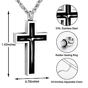 SOITIS Cross Ashes Necklace Urn Necklace for Human Ashes Cremation Necklace for Ashes Stainless Steel Urn Necklaces