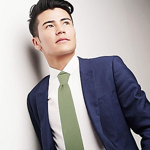 boxed-gifts UMO LORENZO Classic Necktie Sage Solid Color and Standard Fit Satin Finish for Men (Sage)