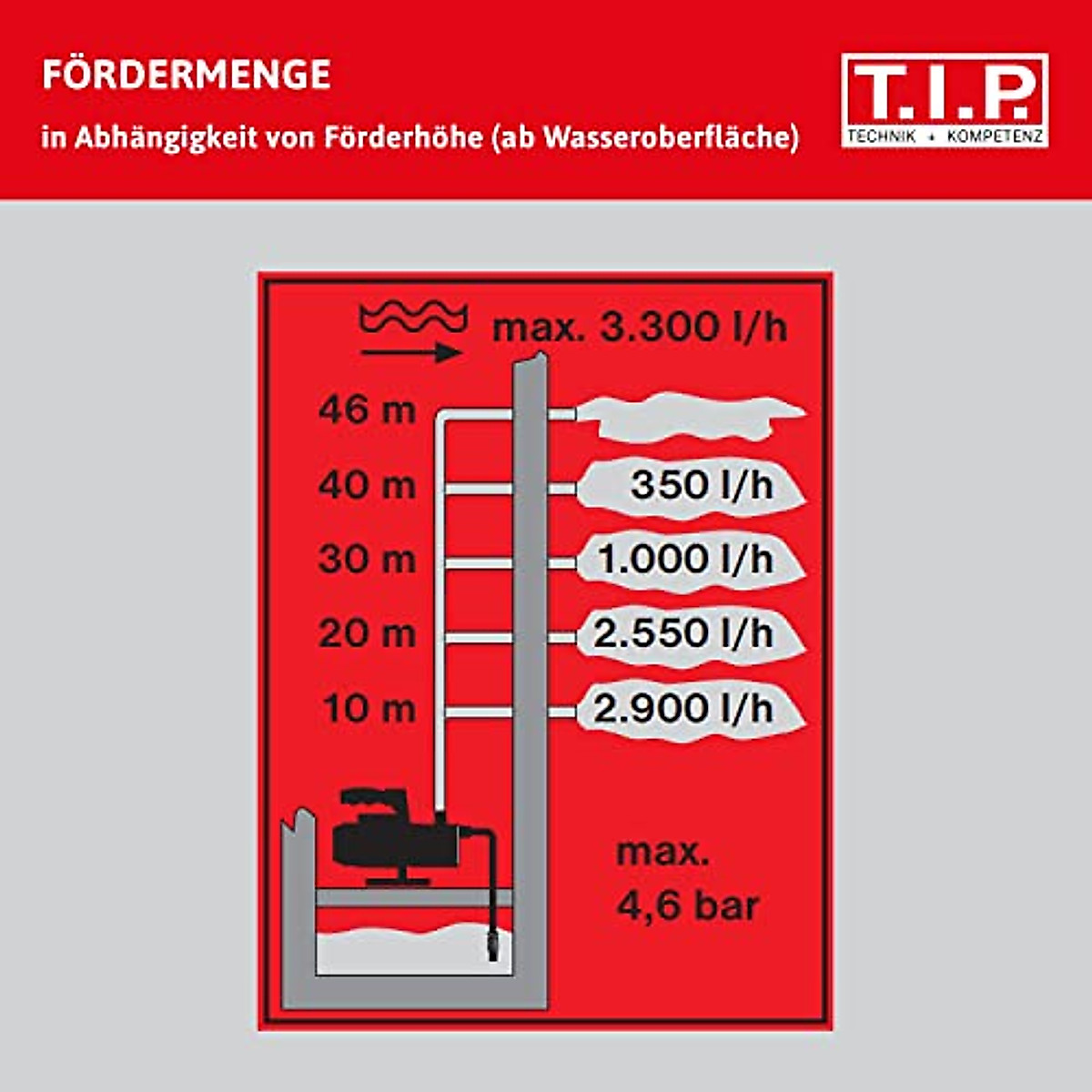 T.I.P. 30094 Clean Jet 1000 Plus Stainless Steel Garden Pump with 4 m Suction Set, up to 3300 l/h Flow Rate