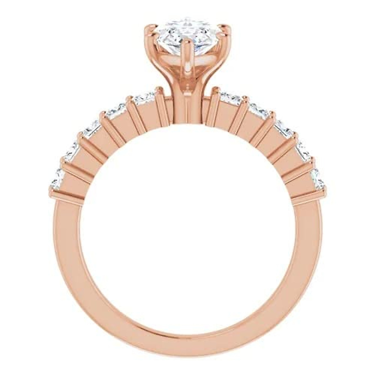 Moissanite Gems 2 CT Marquise Moissanite Engagement Ring Colorless VVS1 10K 14K 18K Rose Gold & 925 Sterling Diamond Accent Ring Anniversary Bridal Ring Set Valentine Gift for Her