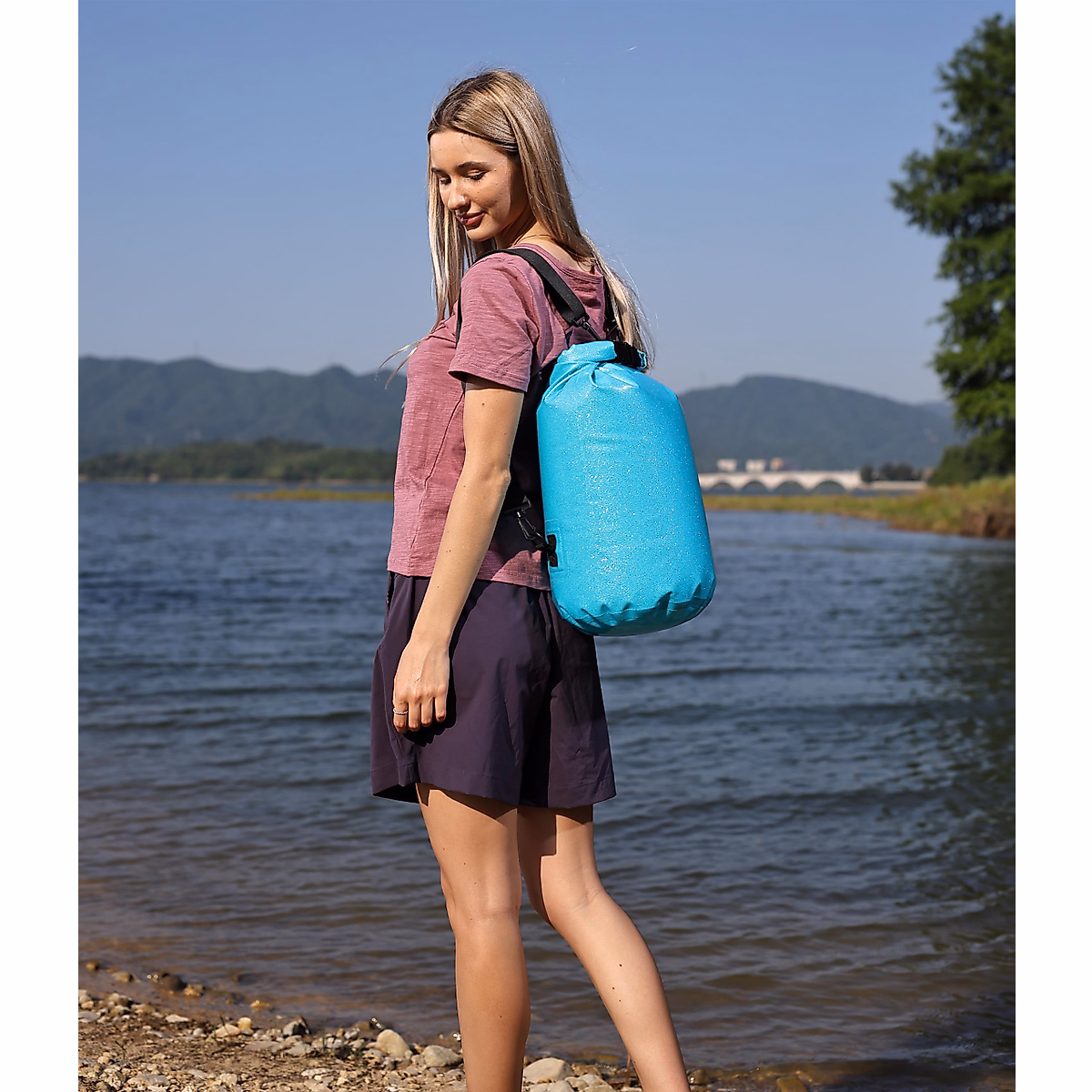 MARCHWAY Floating Waterproof Dry Bag Backpack 5L/10L/20L/30L/40L, Roll Top Sack Keeps Gear Dry for Kayaking, Rafting, Boating, Swimming, Camping, Hiking, Beach, Fishing (Shiny Blue, 5L)