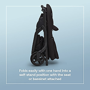 Bugaboo Dragonfly City Stroller with Full-Size Baby Bassinet and Toddler Seat, One Hand Easy Fold in Any Position, Full Suspension, Large Basket, Graphite Chassis and Skyline Blue Sun Canopy