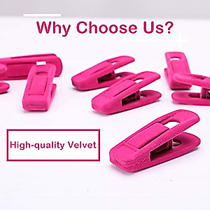 Trgowaul Hot Pink Velvet Hangers Clips, Pants Hangers Velvet Clips, Strong Finger Clips Perfect for Thin Velvet Hangers (20 Pcs, Hot Pink)