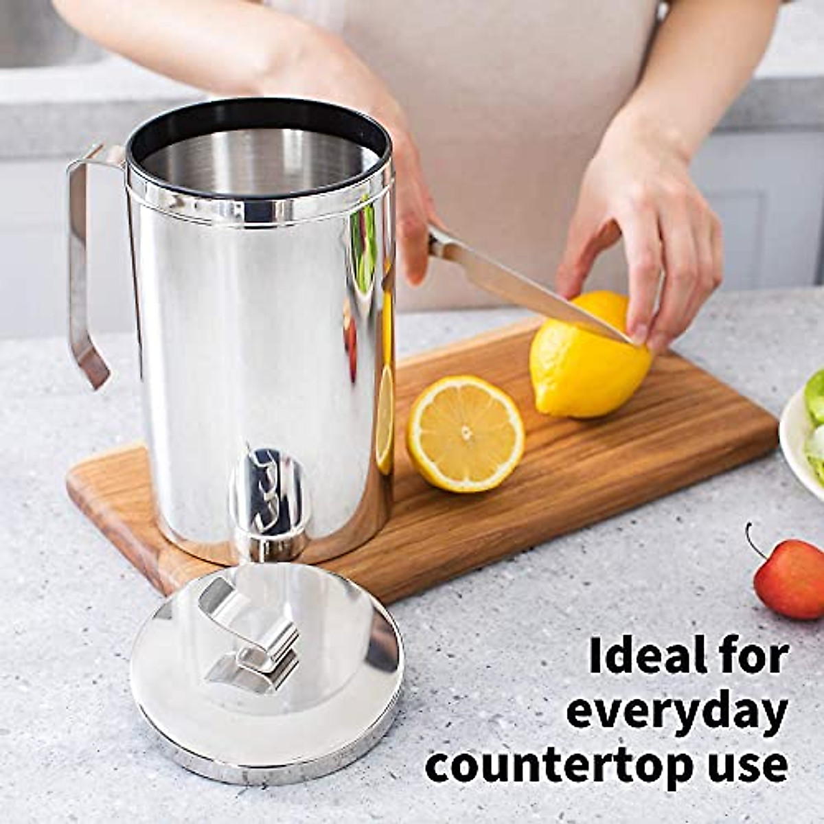 JOE&LEAH Kitchen Stainless Steel Compost Bin (0.92 Gallon) - Premium 304 Rust-Resistant Composter countertop bin with Metal lid Bucket Pail Indoor Outdoor Table Food Waste Scrap Mini Small Large Bag