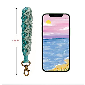 Macrame Keychain Car Keys Keychain Wristlet Keychain Wrist Lanyards For Keys Cute Key Chain Key Lanyard Wrist Lanyard for Women Girls Keyring Bracelet Holder Key Wristlet Keychains for Women