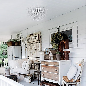 HMVPL Crystal Flush Mount Ceiling Light, Modern Sputnik Firework Close to Ceiling Lamp, LED Ceiling Light Fixtures for Bedroom Kitchen Island Entryway Hallway Foyer