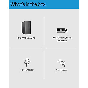 HP Envy Desktop, 12th Gen Intel Core i7-12700, 16 GB RAM, 512 GB SSD & 1 TB SATA Hard Drive, Windows 11 Pro, Wi-Fi & Bluetooth, Wired Keyboard & Mouse, Pre-Built PC Tower (TE01-3022, 2022)