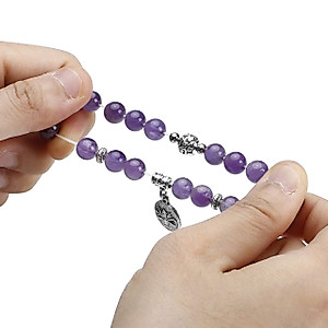 PESOENTH Healing Crystal Bracelets for Women Natural Gemstone Healing Stone Beaded Stretch Bracelet Purple Amethyst Jewelry Gifts