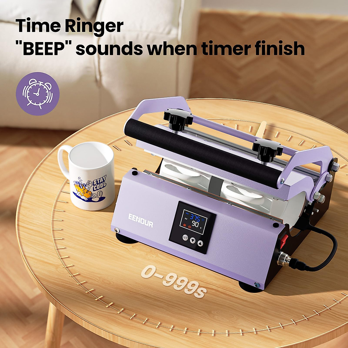 EENOUR Tumbler Mug Heat Press Machine 30oz 20oz 16oz Sublimation Straight Blank Skinny Tumbler Glass Jar Can - DIY Heat Transfer Vinyl with Temp&Timer Setting for 11-16oz Coffee/Ceramic Mugs -Purple