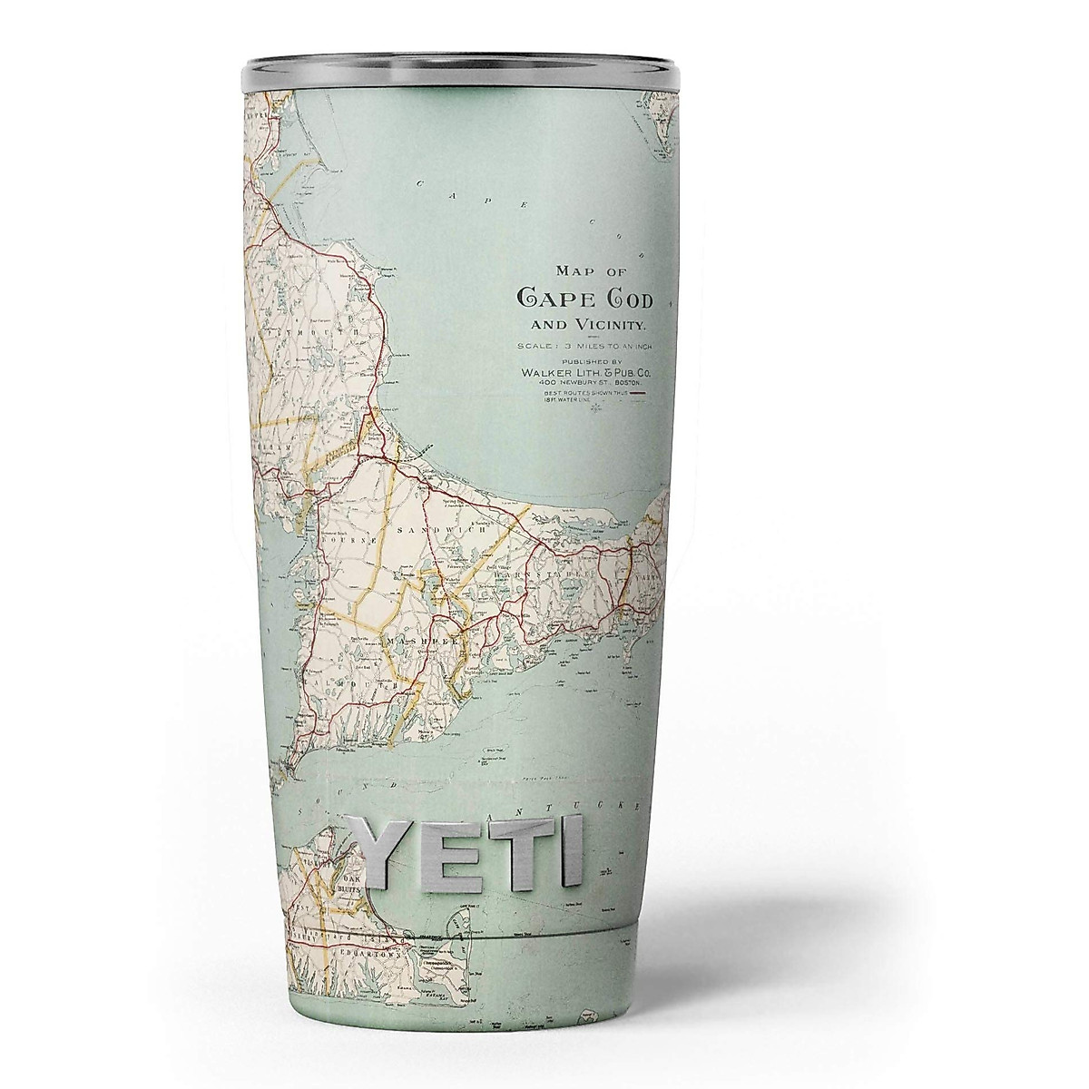 Design Skinz The Vintage Map of Cape Cod - Skin Decal Vinyl Wrap Kit Compatible with The Yeti Rambler Cooler Tumbler Cups