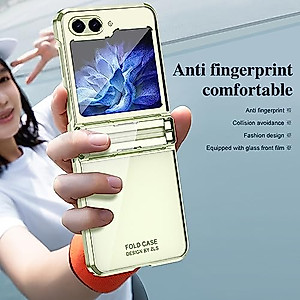 YJZSKRXFAK Case for Samsung Galaxy Z Flip5 5G 2023, Ultra Thin Plating Plastic Smooth Crystal Cover with Hinge Protection Shookproof Case for Z Flip 5 5G 2023-Mint Green