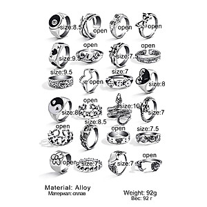 IFKM 15-63 PCS Vintage Silver Knuckle Rings Set for Women Teen Girl, Stackable Joint Finger Statement Rings Bohemian Retro Hollow Carved Midi Rings, Boho Y2k Snake Butterfly Heart Chunky Stacking