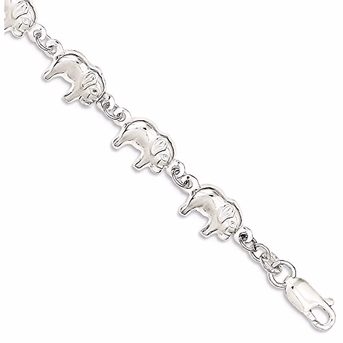 IceCarats 925 Sterling Silver Elephant Chain Charm Bracelet