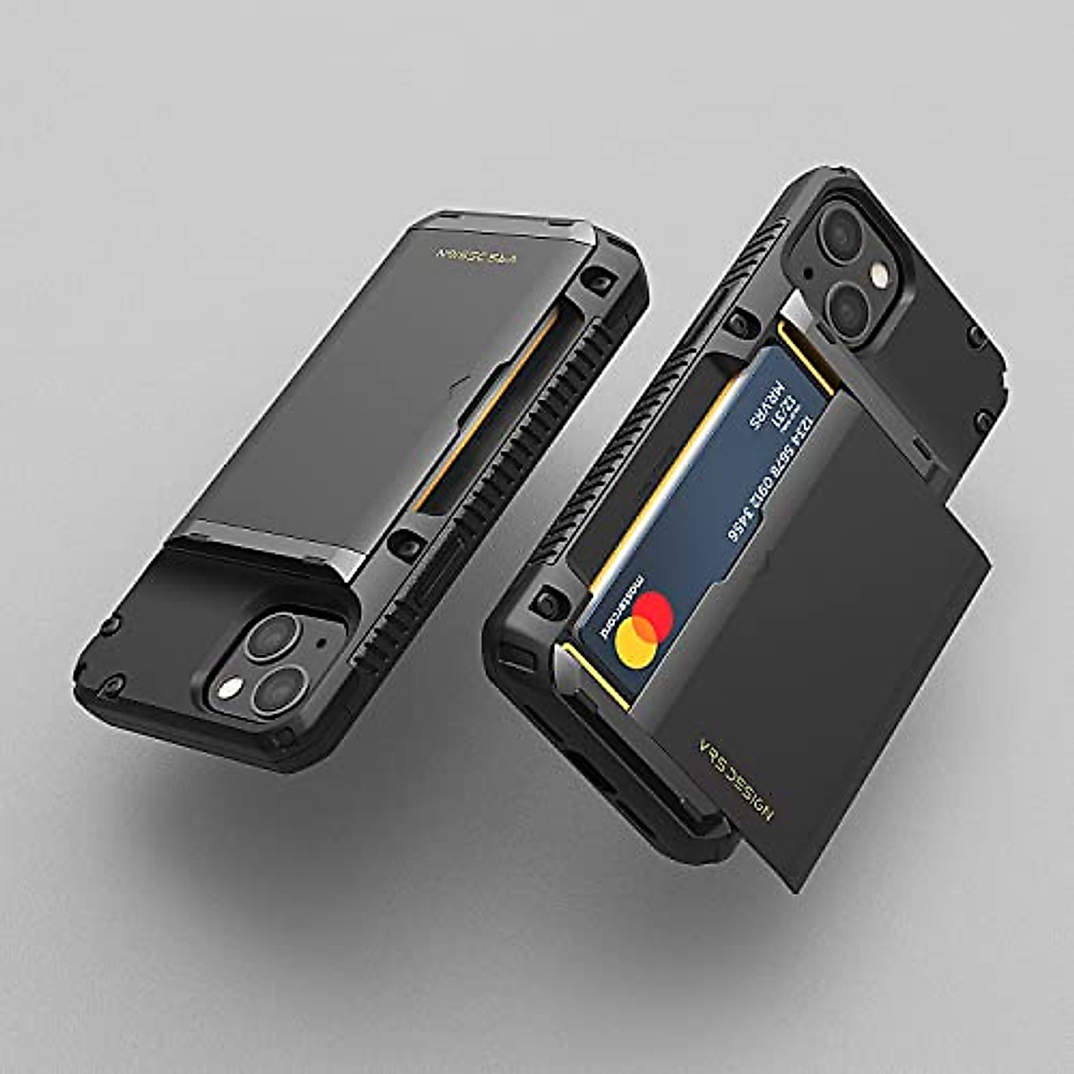 VRS DESIGN Damda Glide Pro Phone Case for iPhone 13, Sturdy Semi Auto Wallet [4 Cards] Case Compatible for iPhone 13 Case (2021) Black