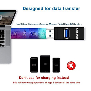 ONVIAN 3 Port USB Hub High-Speed Splitter Plug and Play Bus Powered, Black