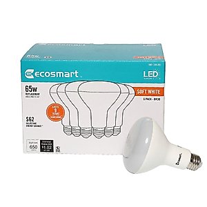 Ecosmart LED Technology Soft White 65W 8.5W Replacement Dimmable Light Bulb 6 Pack BR30 1001 729 291