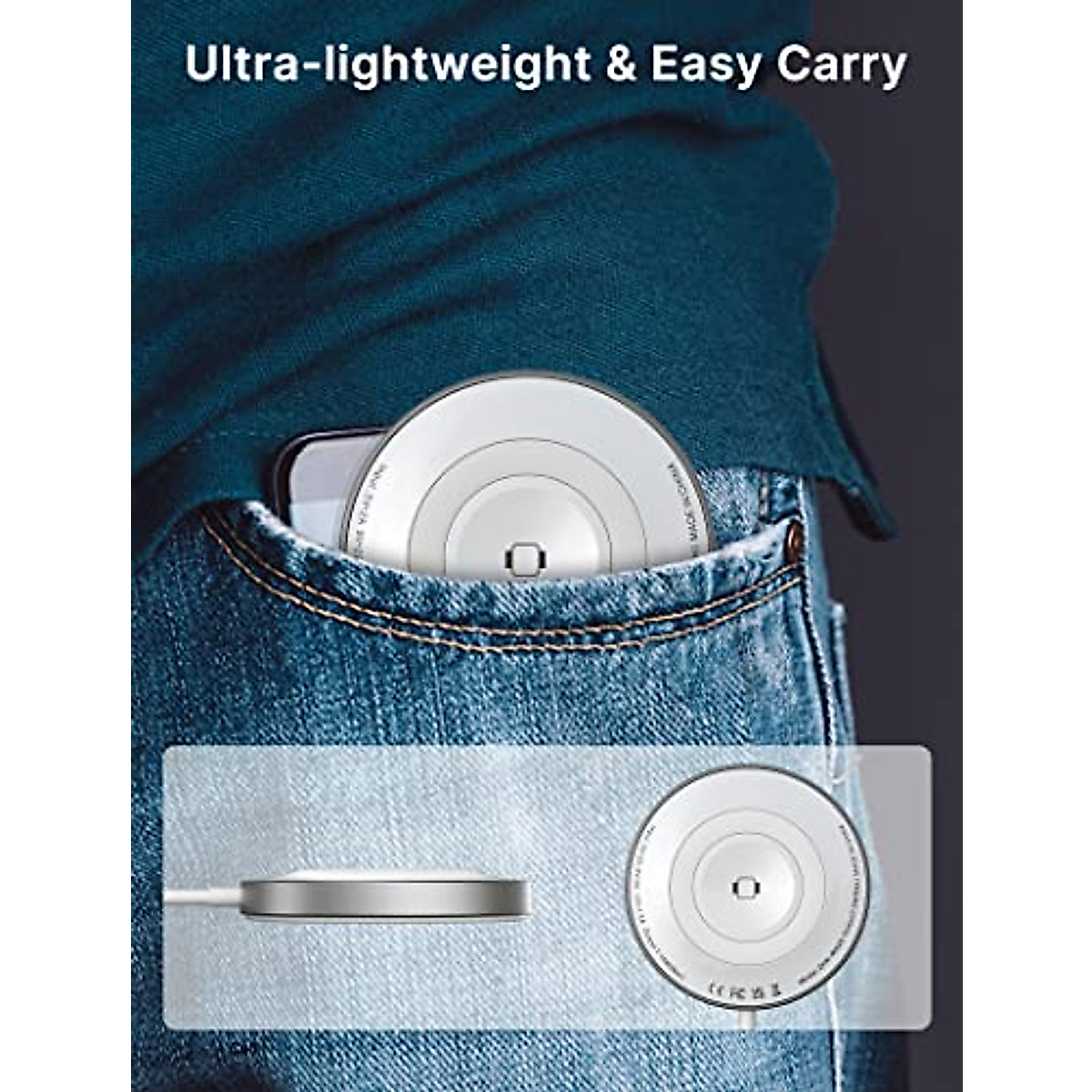 Basesailor Magnetic Wireless Charger with USB Adapter, 3 in 1 Portable Travel Cordless Qi Fast Charging Pad Station for MagSafe, iPhone 14 13 12 11 Plus Pro Max Mini,AirPods 3 2 Pro,Samsung S23 S22