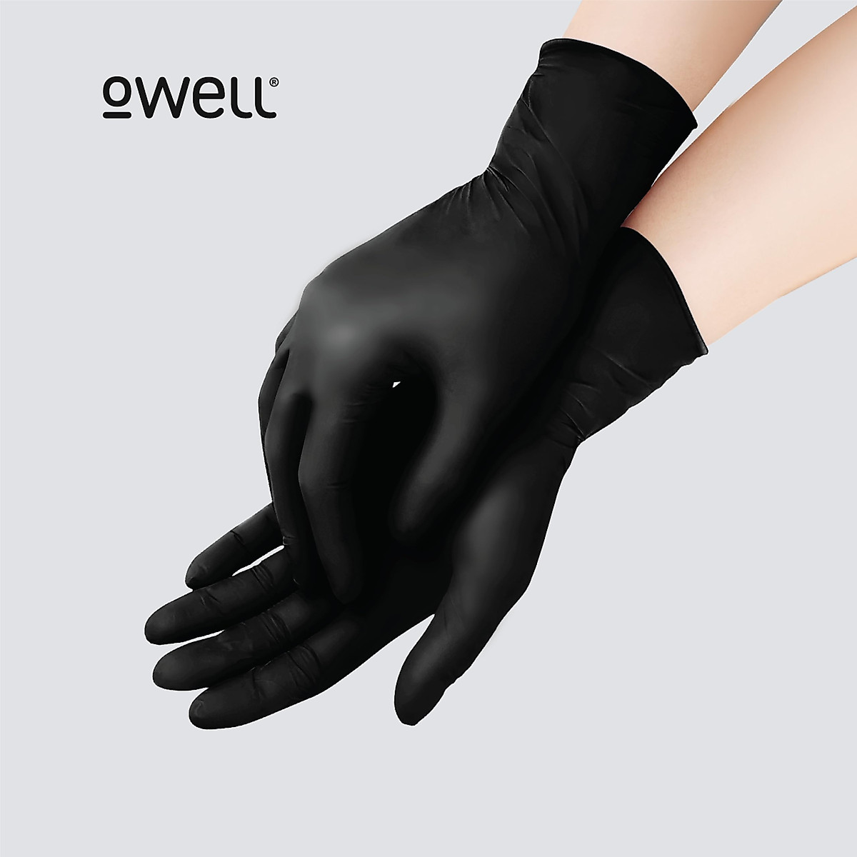 OWELL Black Nitrile Gloves Disposable Latex Free – 4 mil Nitrile Gloves MEDIUM Disposable Gloves Black Cooking Gloves Disposable Food Safe Powder Free Latex Free Gloves (MEDIUM - 100 Count)