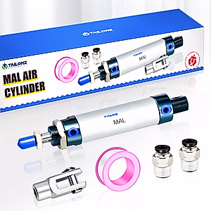 TAILONZ PNEUMATIC 25mm Bore 150mm Stroke Air Cylinder Double Action with Y Connector and 2Pcs 6mm Fitting MAL25x150