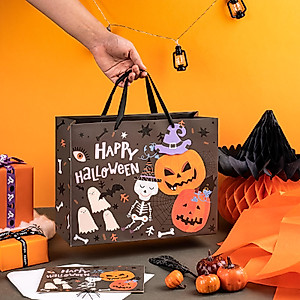 WRAPAHOLIC 13" Halloween Large Gift Bag with Card and Tissue Paper - Classic Halloween Theme Design and Happy Halloween Lettering
