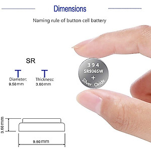 UOGTNON 394 SR936SW Watch Battery 1.55V Silver Oxide Button Cell (20-Pack)