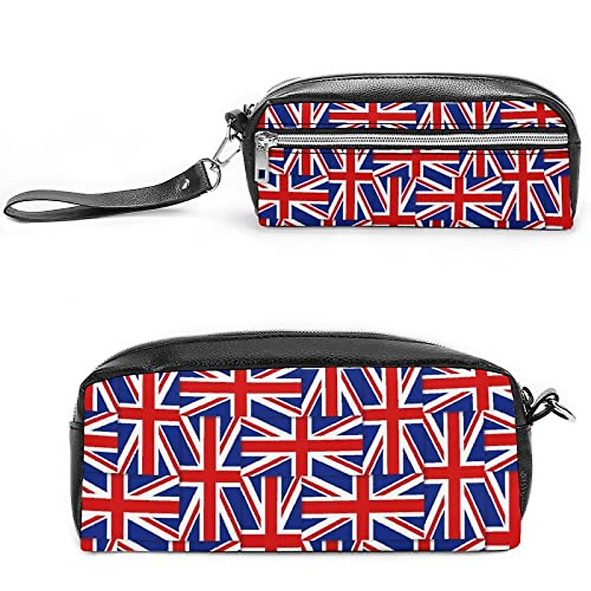 British Flag Pattern Pen Pouch Makeup Organizer Cosmetic Handbag with Lanyard Large Capacity Bag Portable Gift for Office Travel