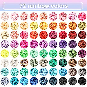 QUEFE 9000pcs, 72 Colors Clay Beads for Bracelet Making Kit for Girls 8-12, Polymer Heishi Letter Beads for Jewelry Making, for Gifts, Crafts, Preppy