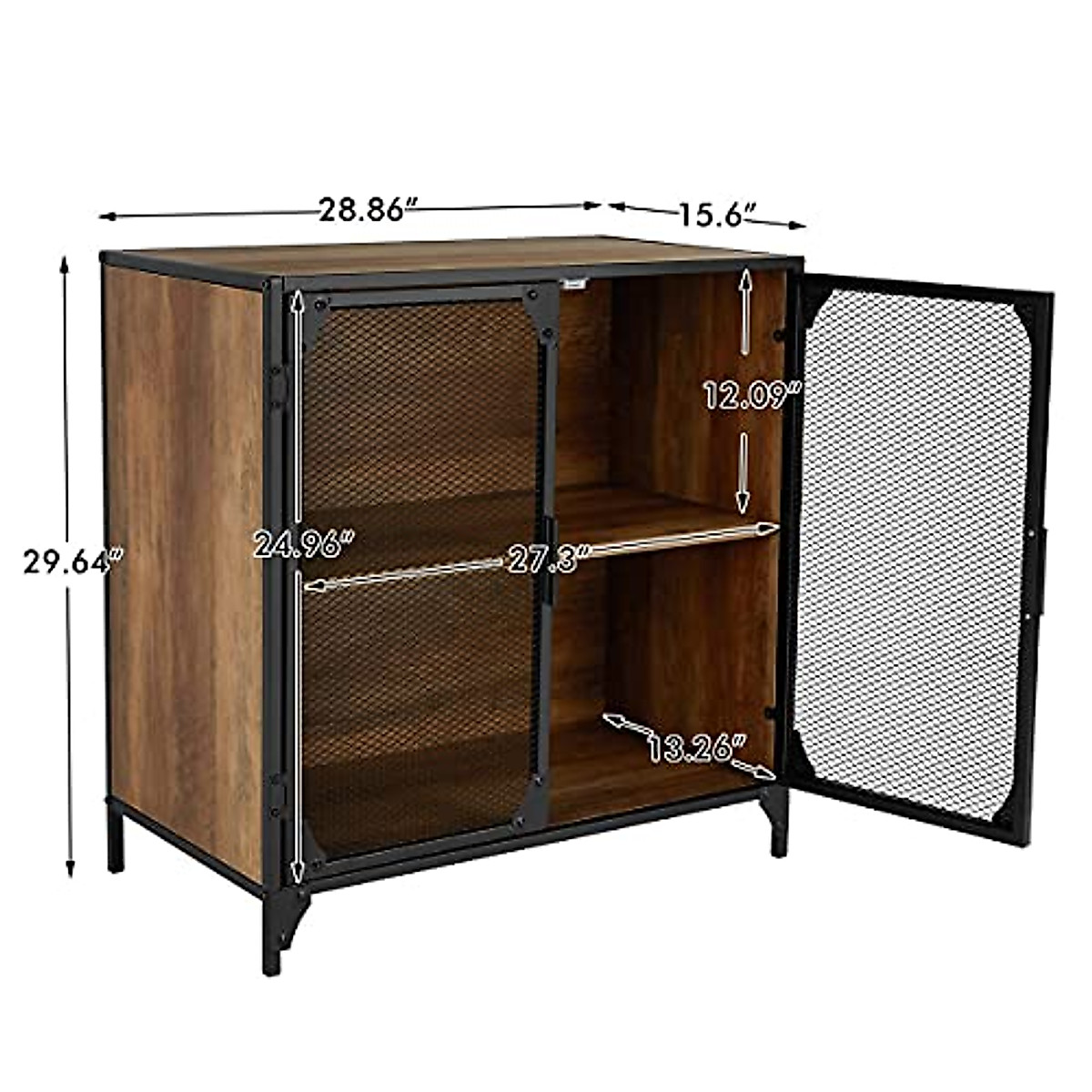 YOLENY Industrial Storage Cabinet, Storage Sideboard with Metal Mesh Door,Buffet Entryway Cabinet for Home,Kitchen, Dining Room