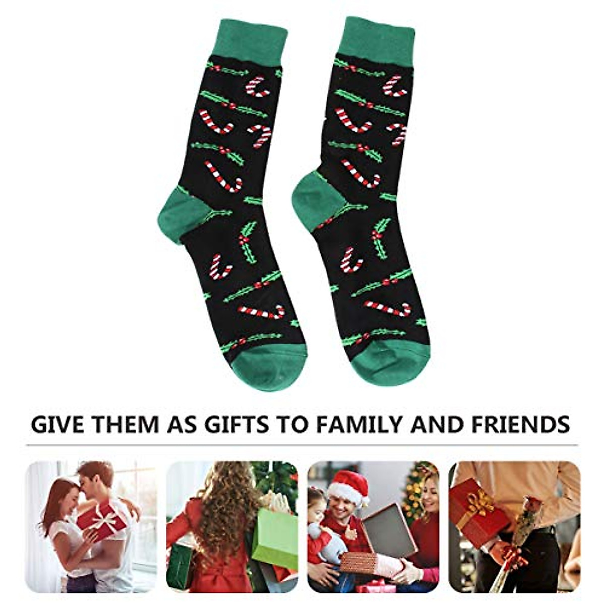 BESTOYARD Warm Boot Socks Christmas Calf Socks Cotton Winter Fall Warm Socks Xmas Holiday Candy Cane Slipper Stockings Socks Party Goodie Bag Stuffer Gift 1 Pair 46x20cm Womens Fuzzy Slippers