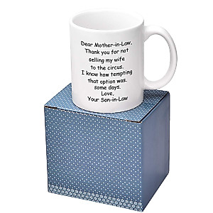 YHRJWN Mother In Law Gifts from Son In Law - Dear Mother In Law Mug - Mother Mothers Day Mom Gifts from Son - Birthday Gifts Coffee Mugs for Mom 11Oz Mom Coffee Mug