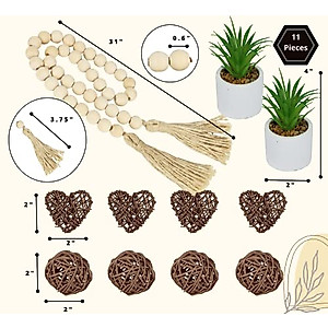 Mahinoko 18 PCs Farmhouse Tiered Tray Stand with Tier Tray Decor - Incl 2 Artificial Succulent Plants - Housewarming Gift New Home Sweet Home - Kitchen Decor Tier Tray Decor Set