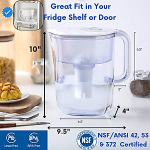 7-Cup Water Filter Pitcher with 3 Water Filters & Electronic Filter Change Reminder - Compatible Brita Water Pitcher Brita Filter Replacement - Compatible Brita Filter Pitcher