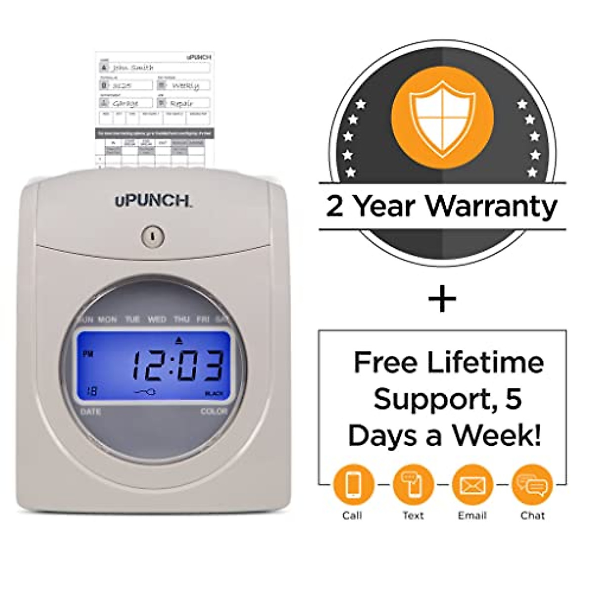 uPunch Calculating Time Clock Bundle with 200 Cards, 3 Ribbons, 2 Time Card Racks, & 2 Keys (HN4500)