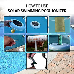 Solar Pool Ionizer for High Capacity Swimming Pool up to 45,000 Gallons - 85% Less Chlorine - 25% More ions - Kill Algae - Longer Lasting Copper Anode - Keep Water Crystal Clear (Blue)