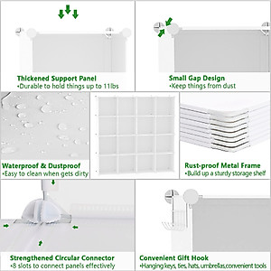 C&AHOME Cube Storage Organizer, 16-Cube Shelves Units, Closet Cabinet, DIY Plastic Modular Book Shelf, Ideal for Bedroom, Living Room, Office, 48.4" L x 12.4" W x 48.4" H Milky UPCS16M