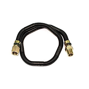 Dreffco 24'' x 3/4'' High Capacity Gas Flex Line - Premium Quality Black Non-Whistle Fire Pit, Fireplace, Dryer Gas Line - Perfect Gas Line for NG or LP Fire Pits - Versatile Usage - Easy Installation