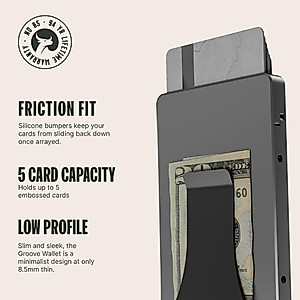 Groove Life Groove Wallet Gun Metal with Money Clip Men's Minimalist Low Profile Aluminum Credit Card Holder with Magnetic Thumb Swipe, RFID Blocking, Lifetime Coverage