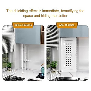 Water Heater Pipeline Blocking Plate, Gas Pipe Shielding Cover With 6 Hooks, Kitchen Pegboard Organizer Kit For Home Garage Office Bathroom, PVC Storage Display Peg Panel((W x D x H) 25x16x75CM)