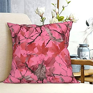 RLDOBOFE Pink Leaves Camo Printed Pillow Covers Soft Throw Pillow Covers Cushion Pillow Covers Square Pillowcases Decorative Cushion Case for Sofa Couch