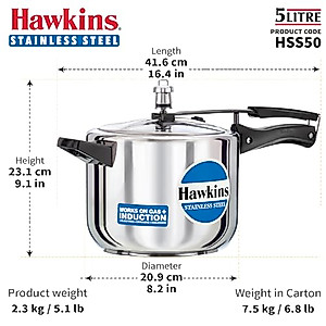 HAWKINS Hawkins Stainless Steel Pressure Cooker Silver 100 Ounce