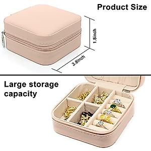 Small Jewelry Box, Travel Portable Jewelry Case for Ring, Pendant, Earring, Necklace, Bracelet Organizer Storage Holder Boxes, 1 pcs (Pink)